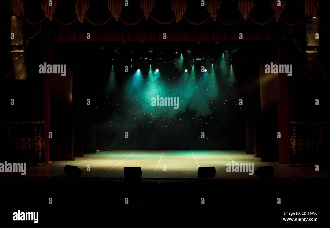Theater lights spotlights over the stage, texture background for design ...