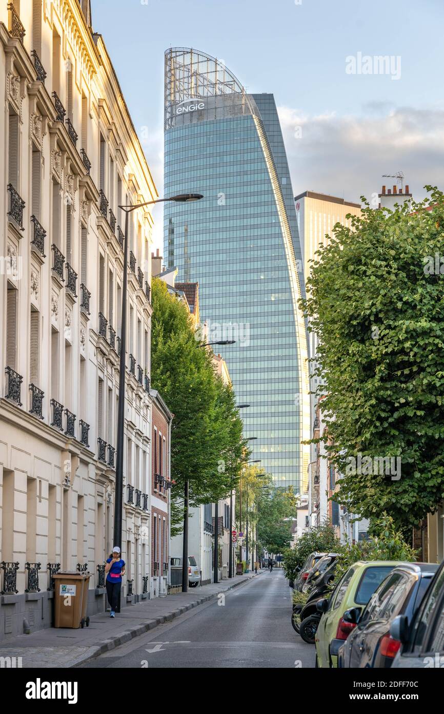 Paris, France - Jun 21, 2020: Street view of Tour T1 Engie in La ...