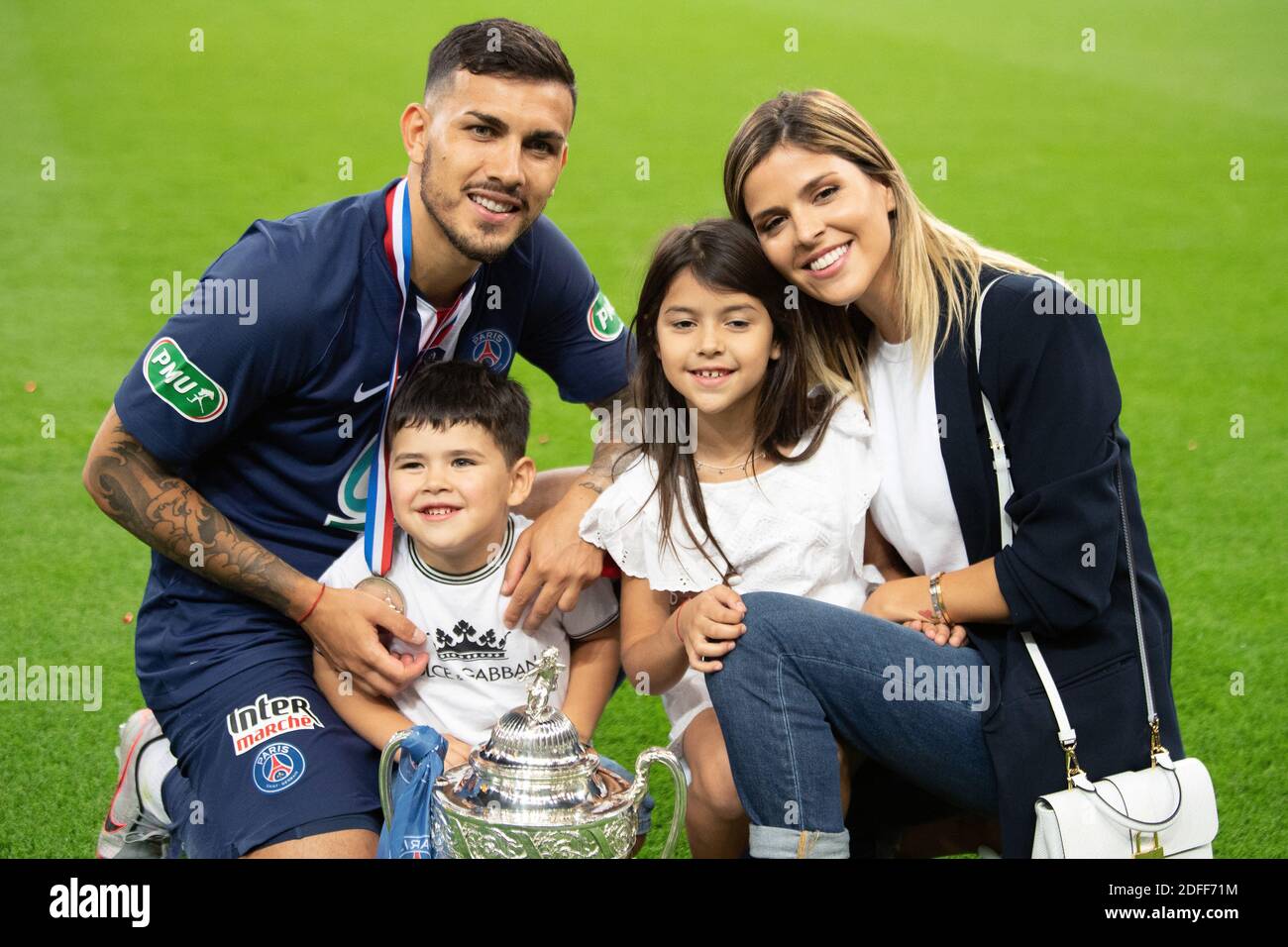 Paris Saint Germain's Leandro Paredes with his wife Camila Galante and ...