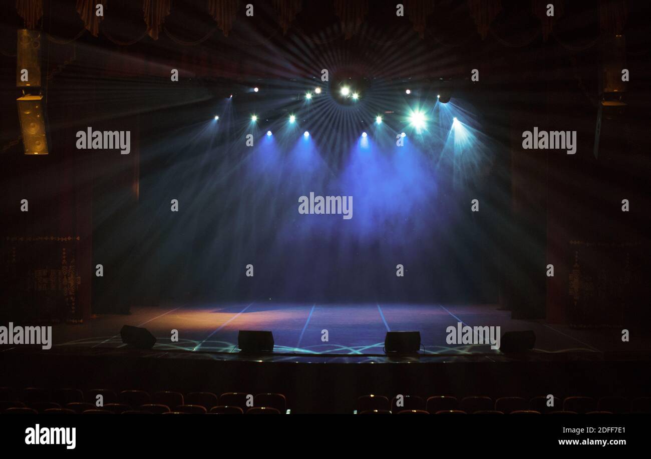 Theater lights spotlights over the stage, texture background for design ...