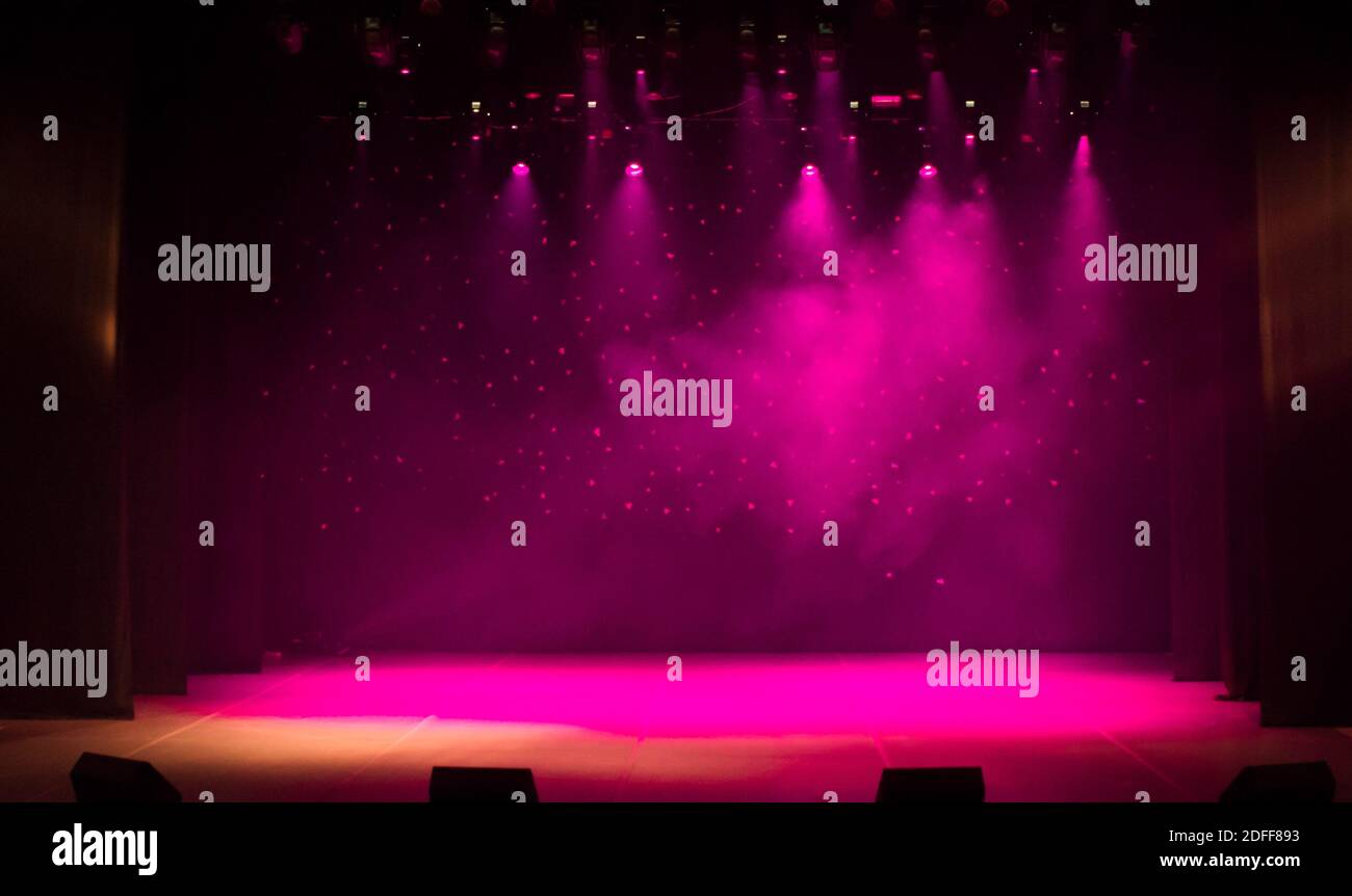 scene, stage light with colored spotlights and smoke Stock Photo - Alamy