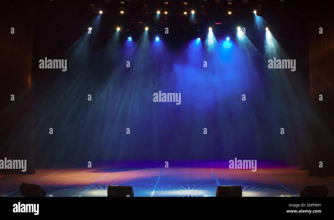 Theatrical scene without actors, scenic light and smoke Stock Photo - Alamy