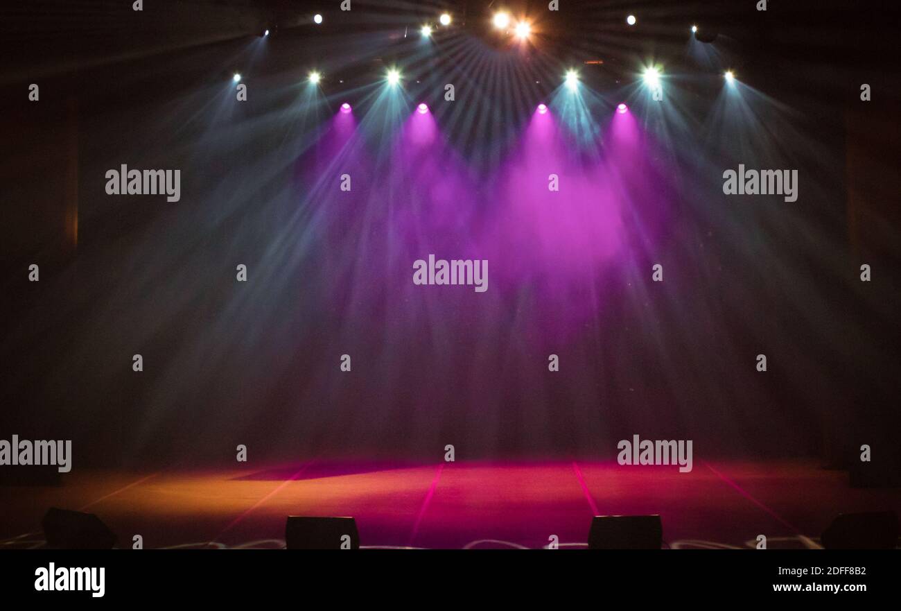 Theatrical scene without actors, scenic light and smoke Stock Photo - Alamy