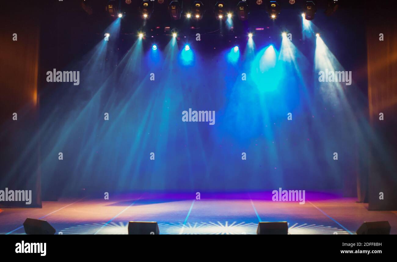 Theatrical scene without actors, scenic light and smoke Stock Photo - Alamy