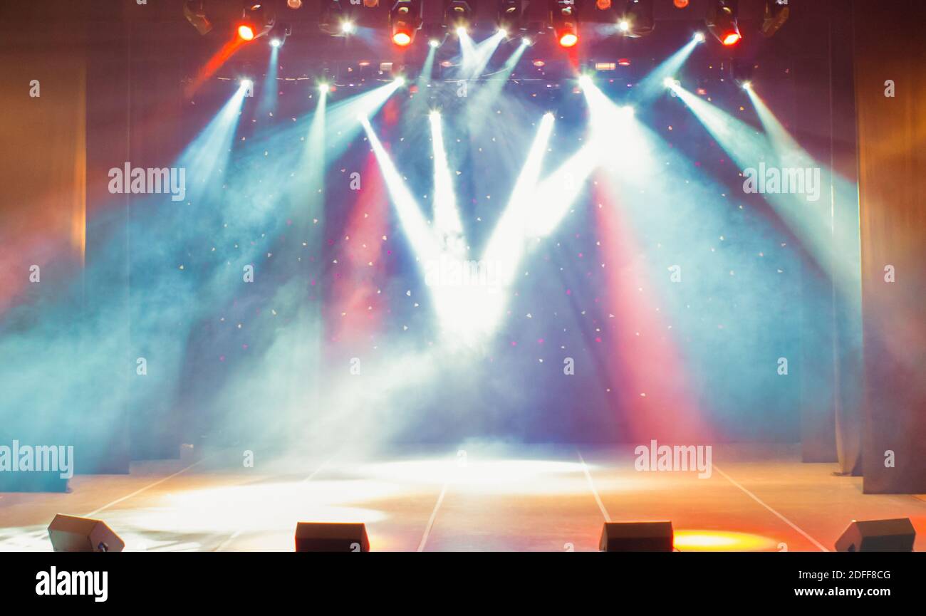 Theater lights spotlights over the stage, texture background for design ...