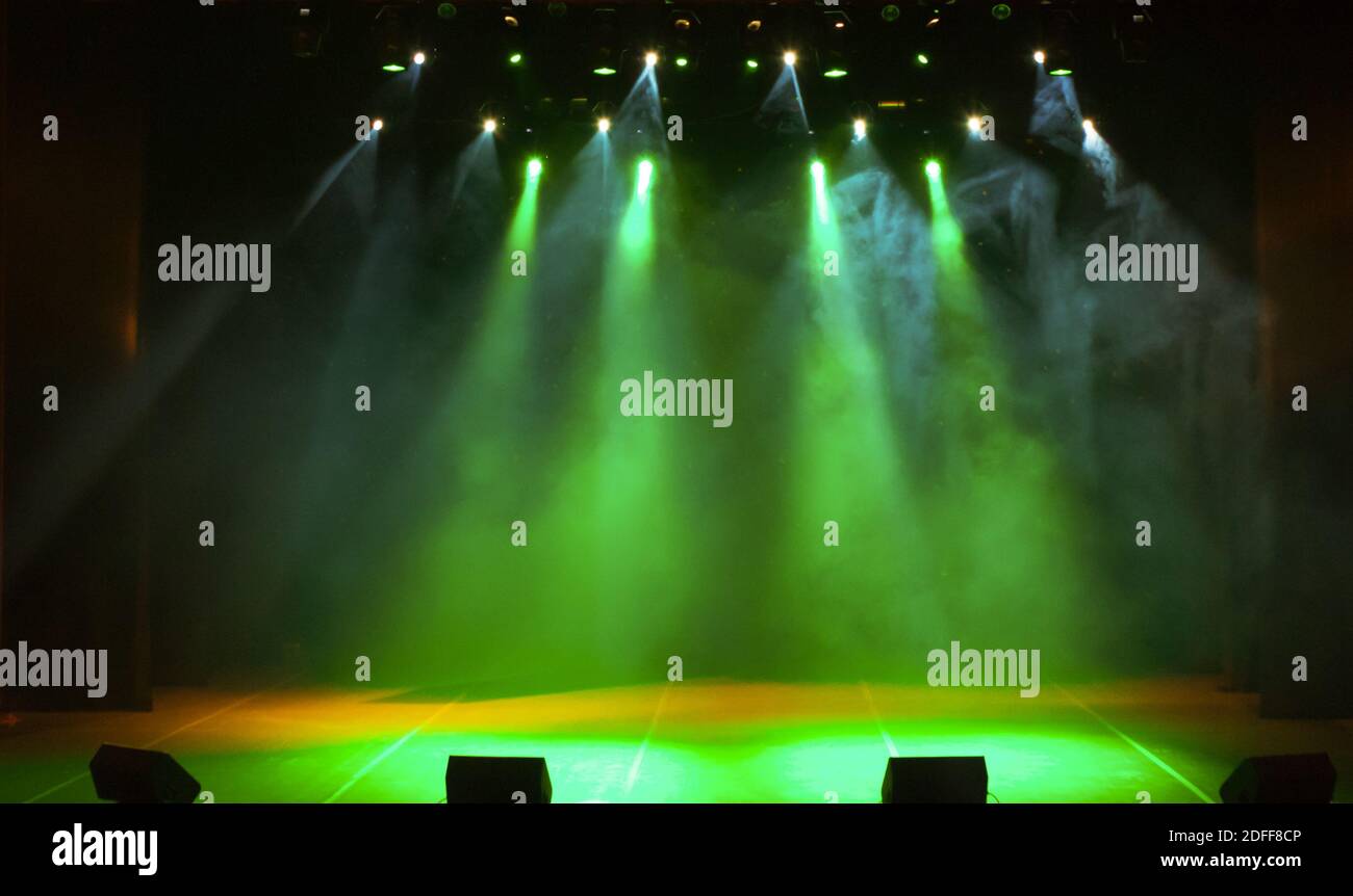 Theater lights spotlights over the stage, texture background for design ...