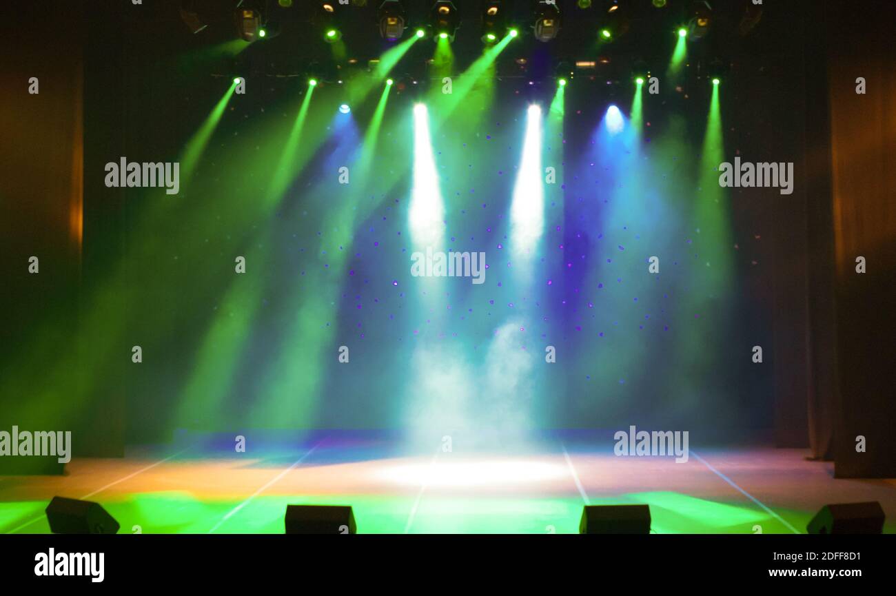 Theater lights spotlights over the stage, texture background for design ...