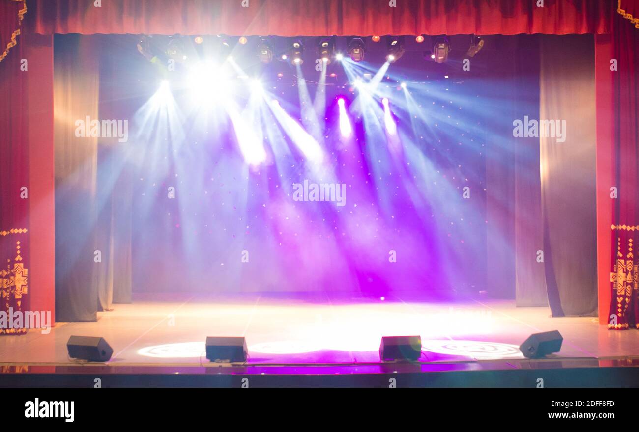 Theater lights spotlights over the stage, texture background for design ...
