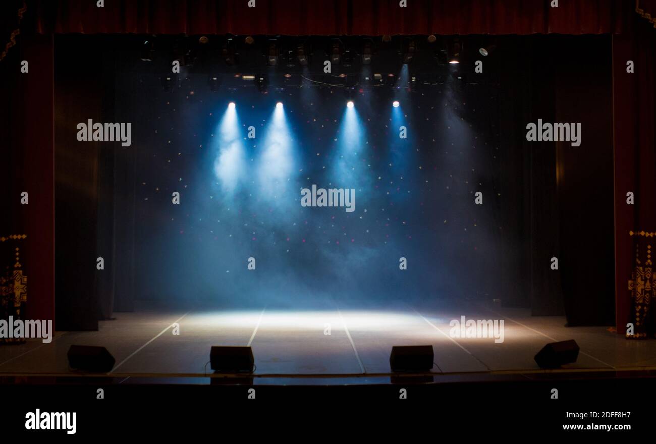Theater lights spotlights over the stage, texture background for design ...