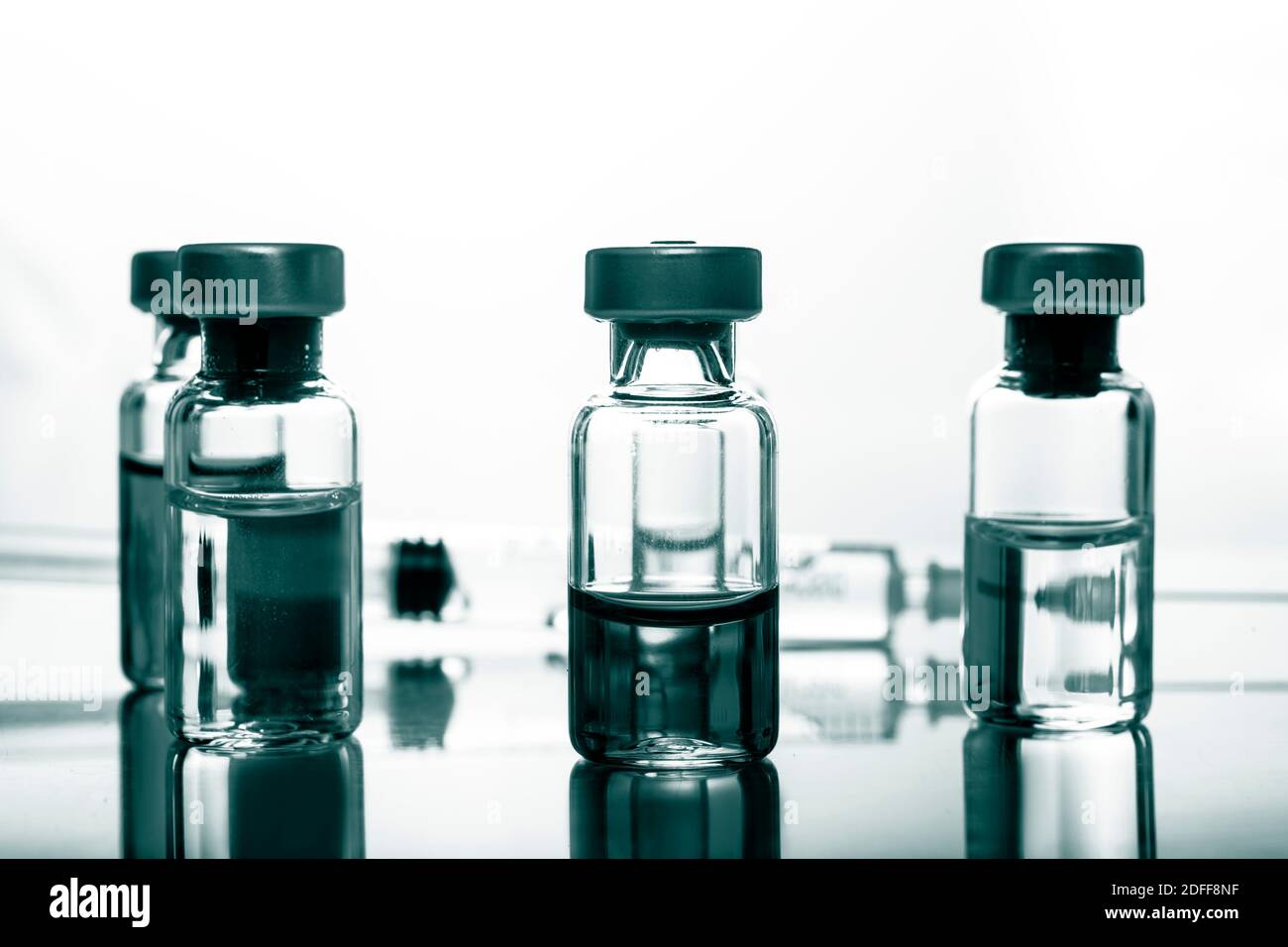 Medical concept Vaccination vaccine vial dose flu shot drug needle ...