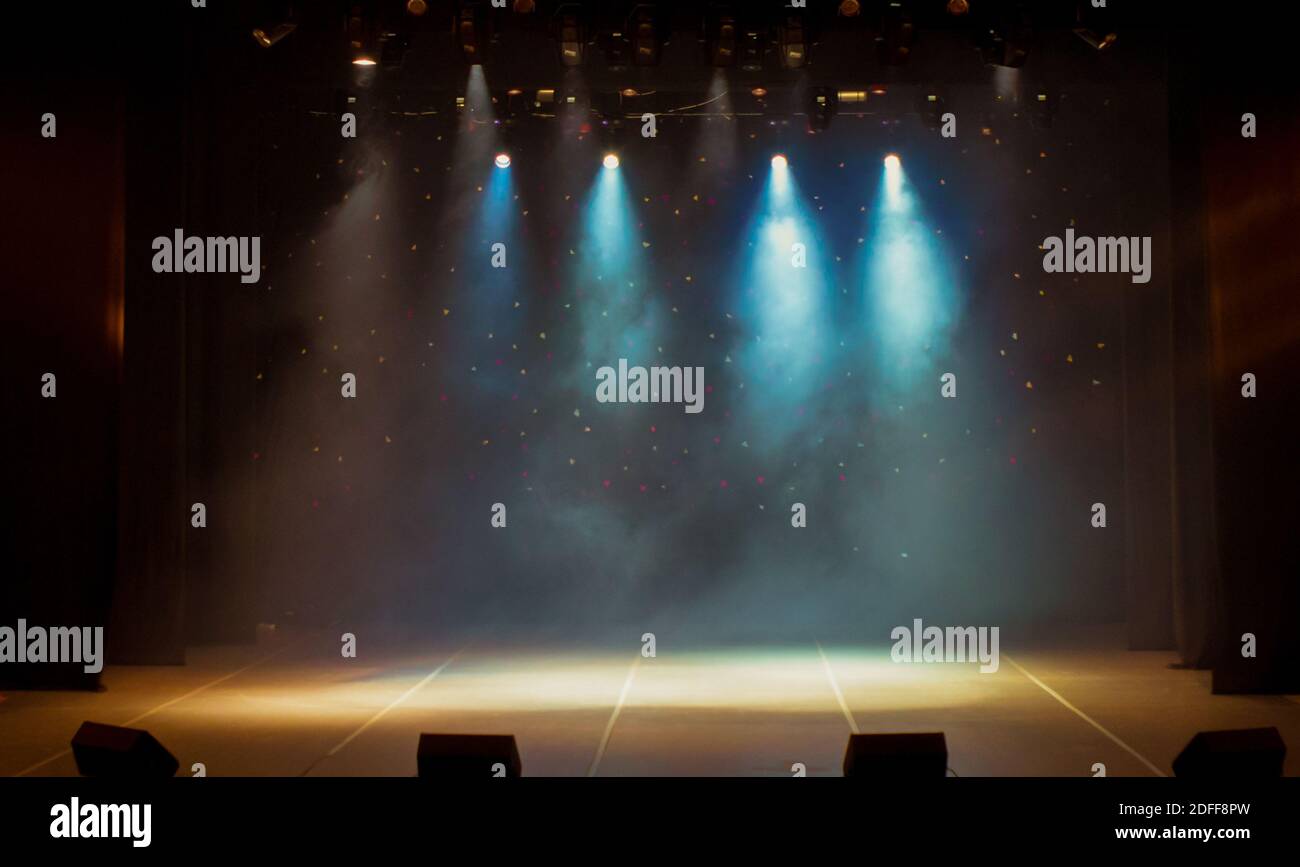 Theatrical scene without actors, scenic light and smoke Stock Photo - Alamy