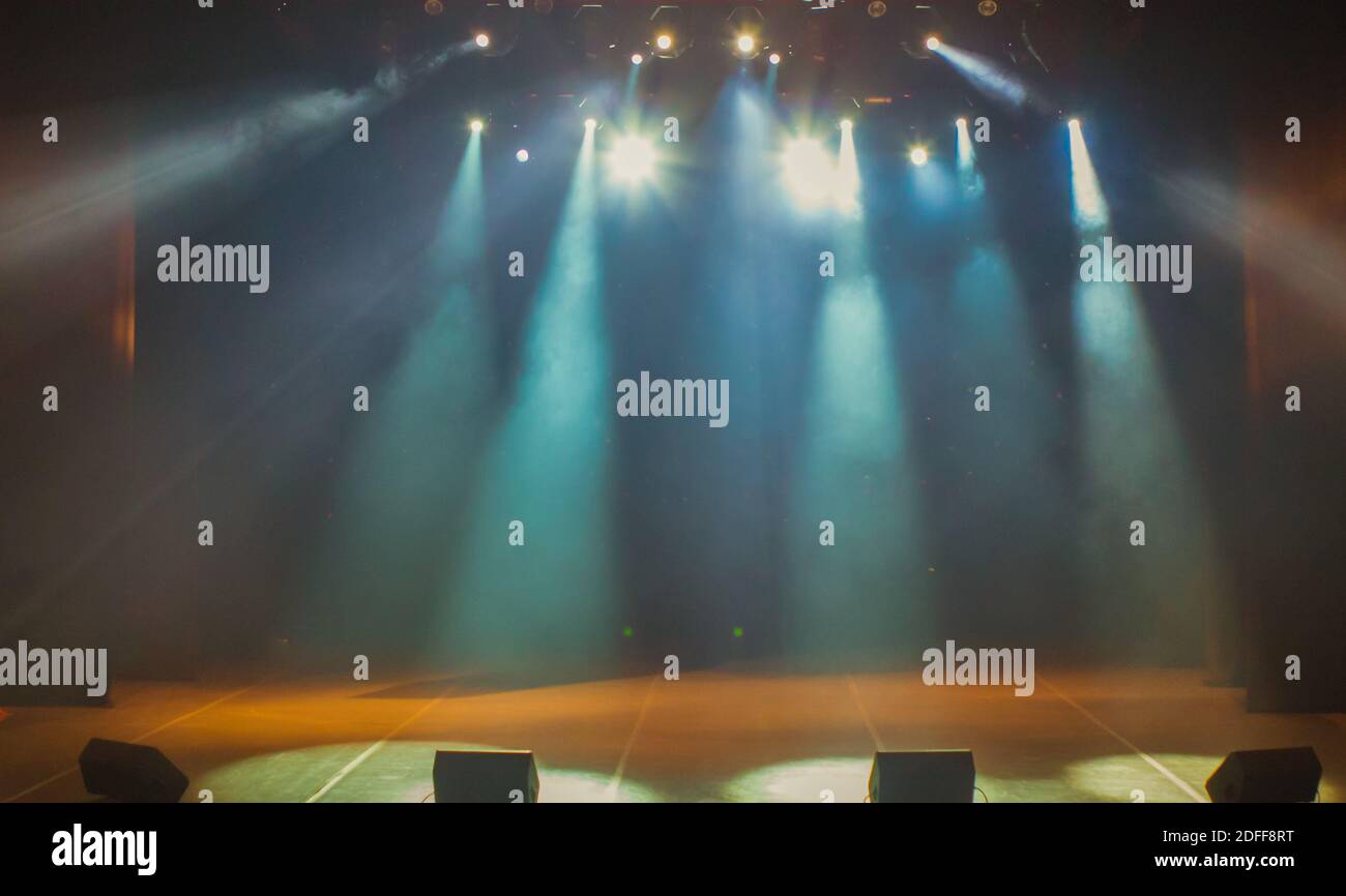 Theater lights spotlights over the stage, texture background for design ...