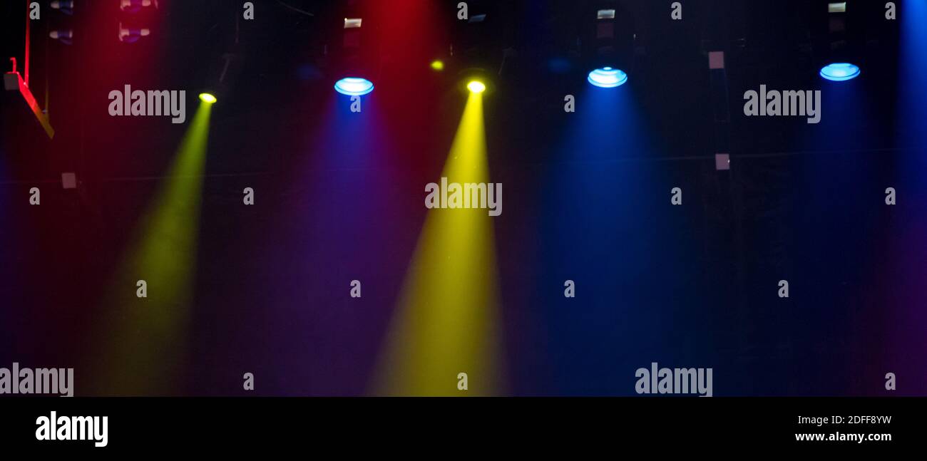 Theatrical scene without actors, scenic light and smoke Stock Photo - Alamy