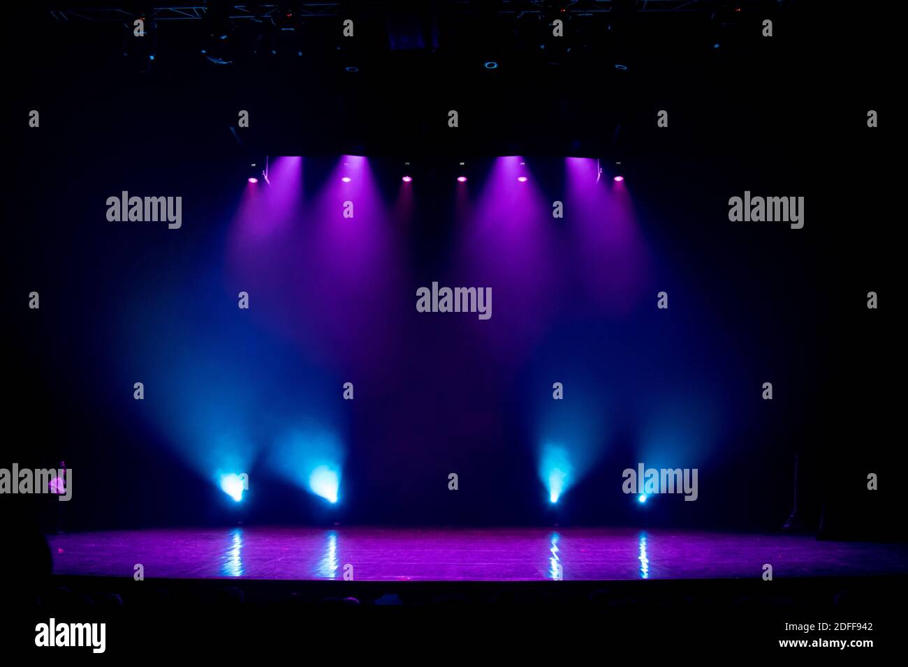 Theater lights spotlights over the stage, texture background for design ...