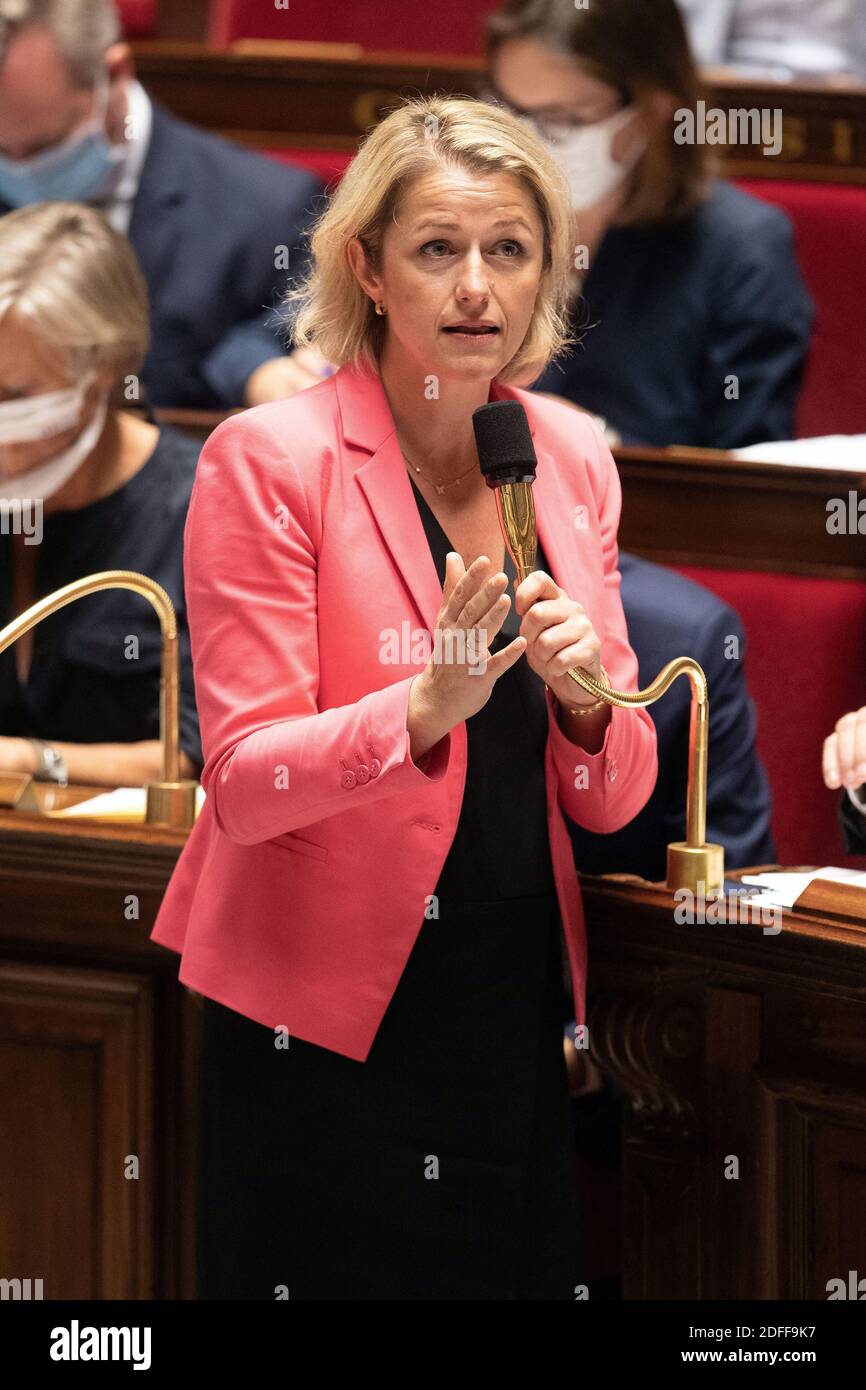 French Ecological Transition Minister Barbara Pompili attends a session ...