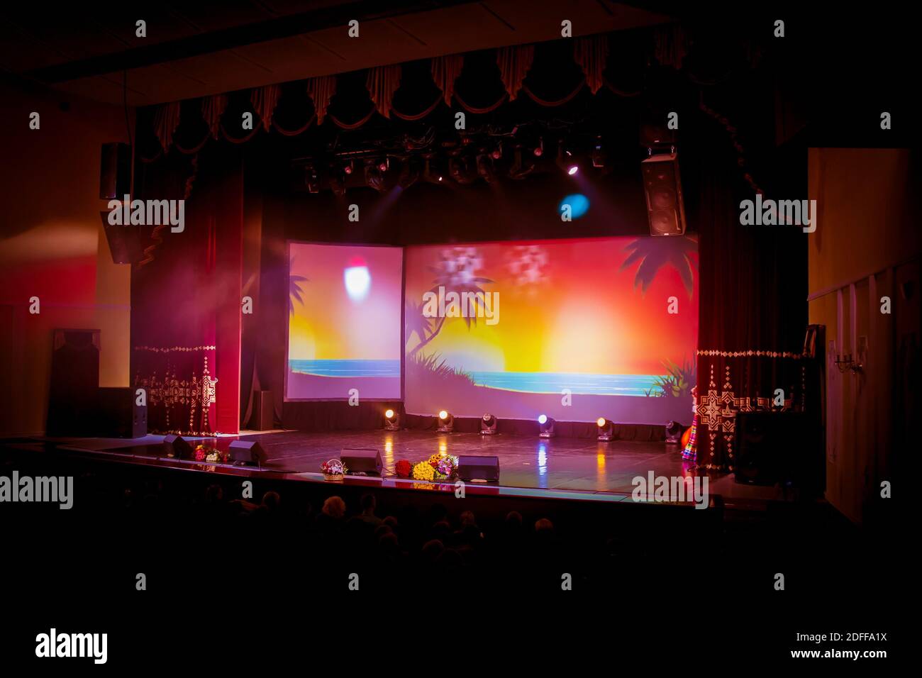 Texture blur scene multicolored lights and smoke in concert with ...