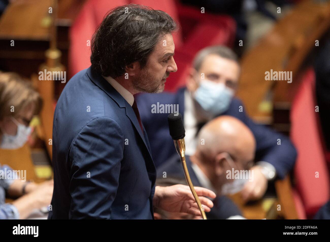 Deputy, Erwan Balanant attends a session of Questions to the Government ...