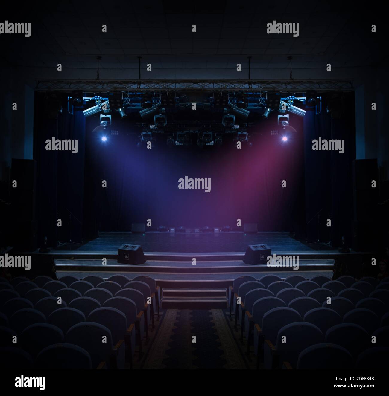 Theater lights spotlights over the stage, texture background for design ...