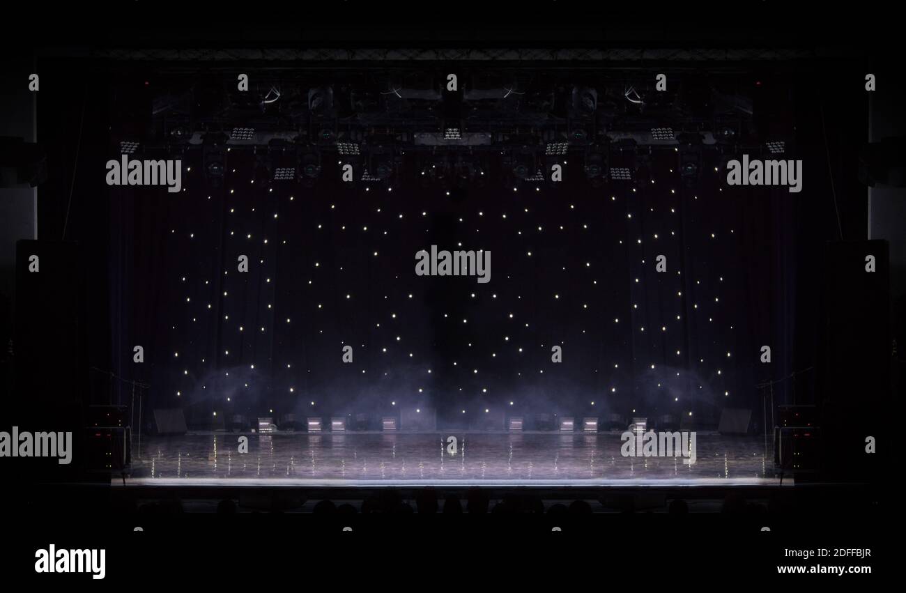 Theater lights spotlights over the stage, texture background for design ...