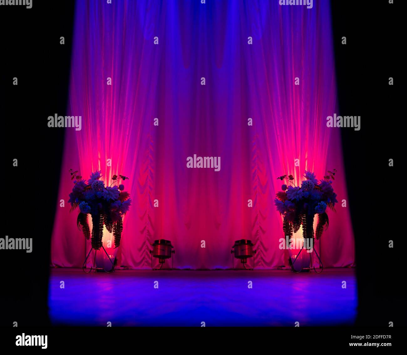 Theater lights spotlights over the stage, texture background for design ...