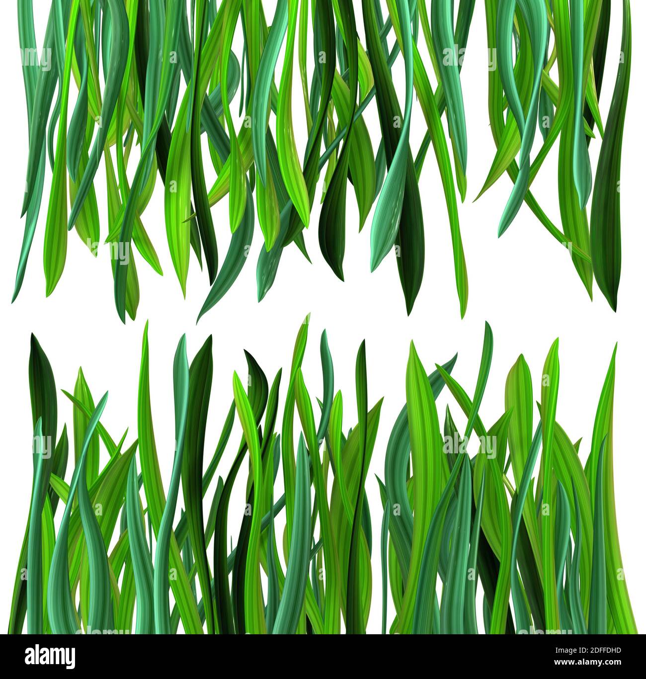 Plant vines green growing twisting grass rows above and below, 3d ...
