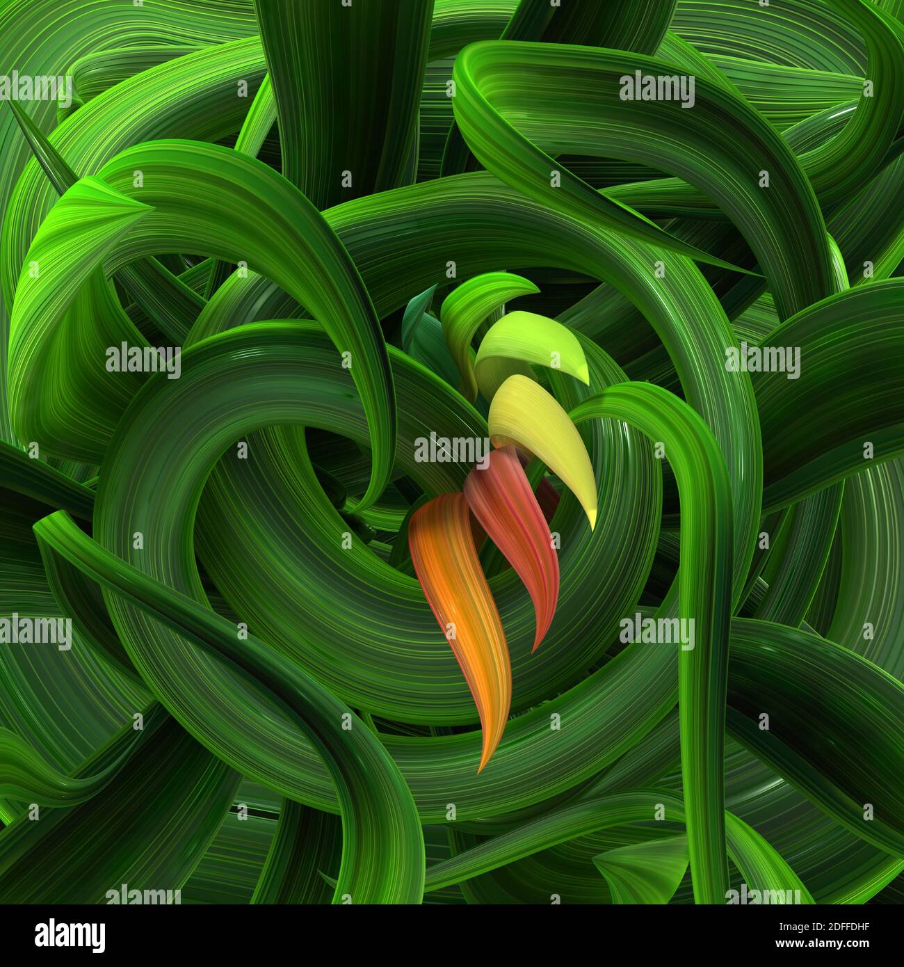 Plant vines green growing twisting colors leaf bit, 3d illustration ...