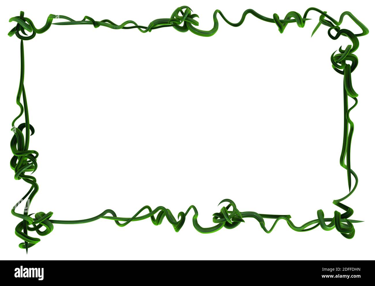 Plant vines green growing twisting curl frame empty, 3d illustration ...