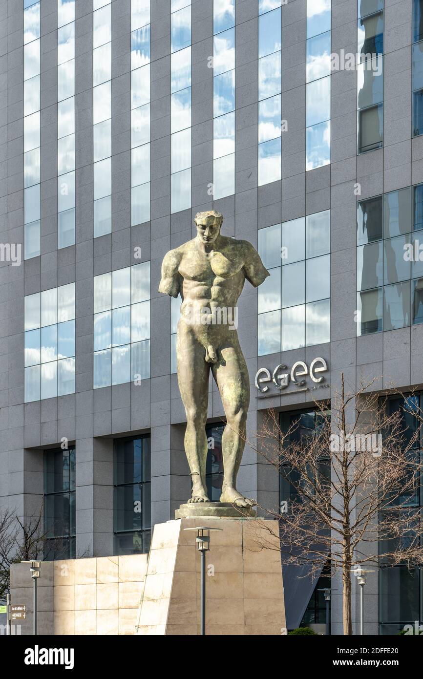Paris, France - Jun 13, 2020: Bronze male body Sculpture Icare of Igor ...