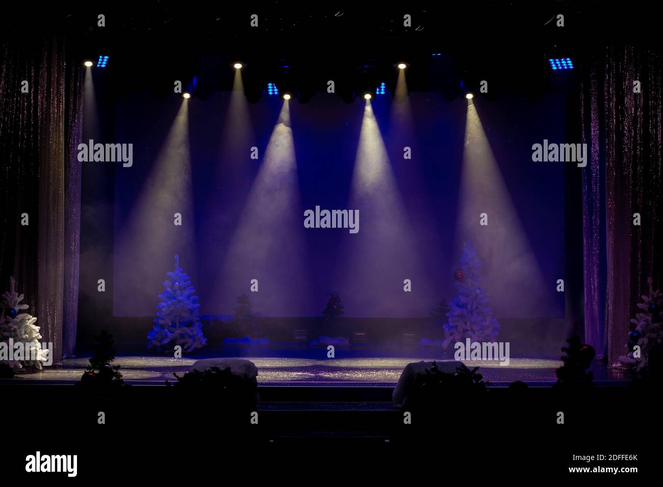 Theater lights spotlights over the stage, texture background for design ...