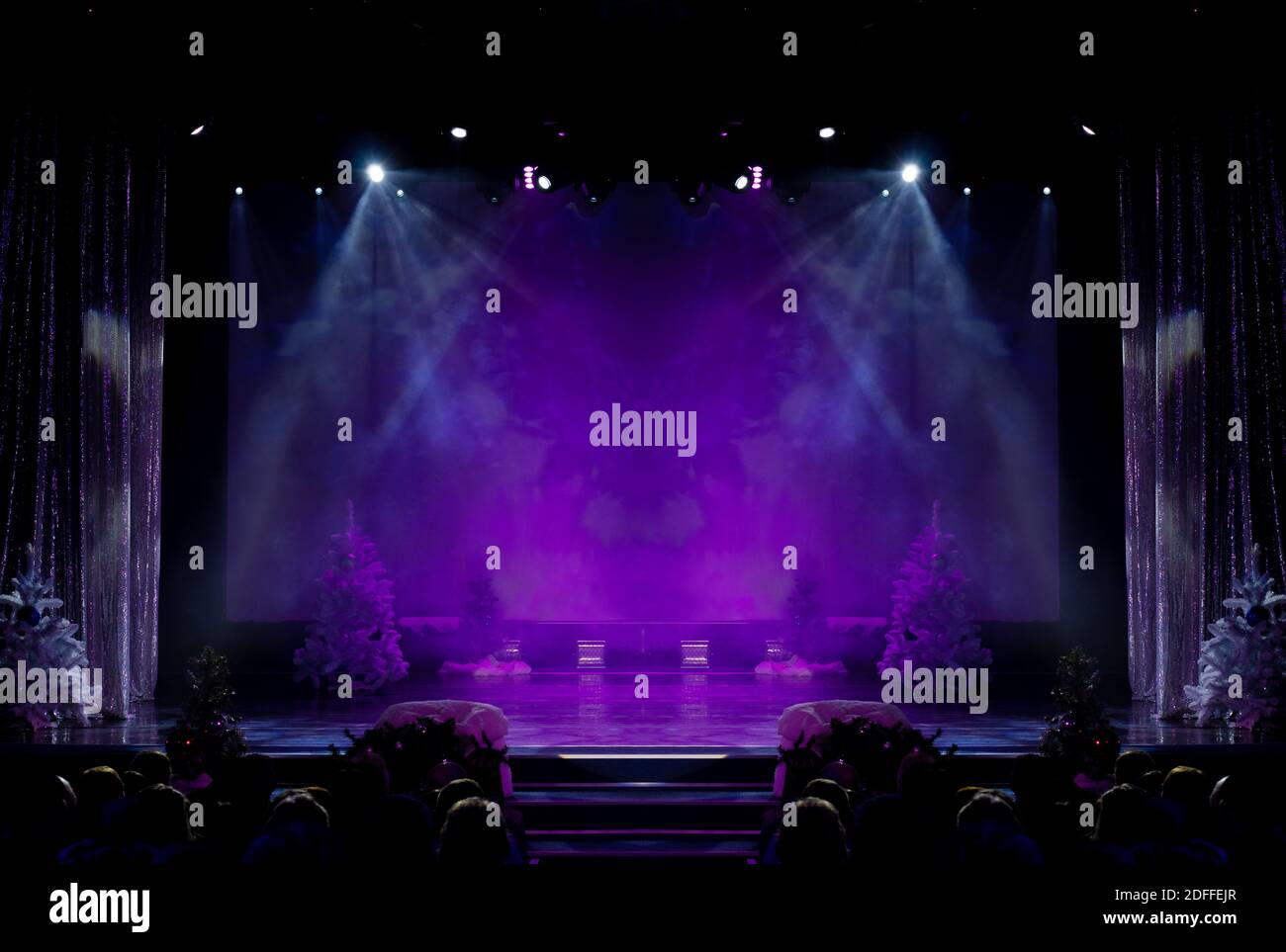 Theater lights spotlights over the stage, texture background for design ...
