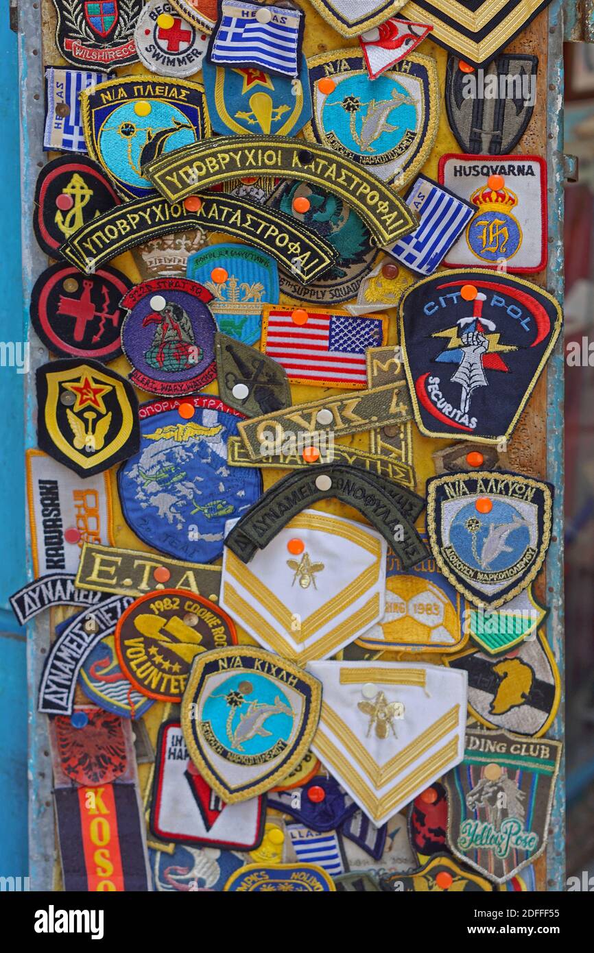 Athens, Greece - May 03, 2015: Collection of old Greek embroidered ...