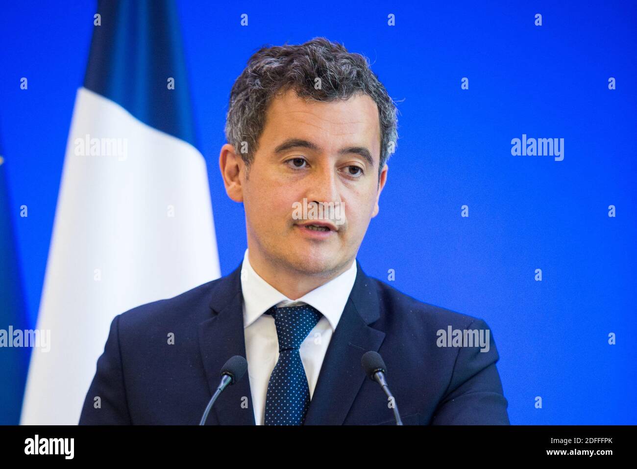 Mr. Gerald Darmanin, Minister of the Interior during press conference ...