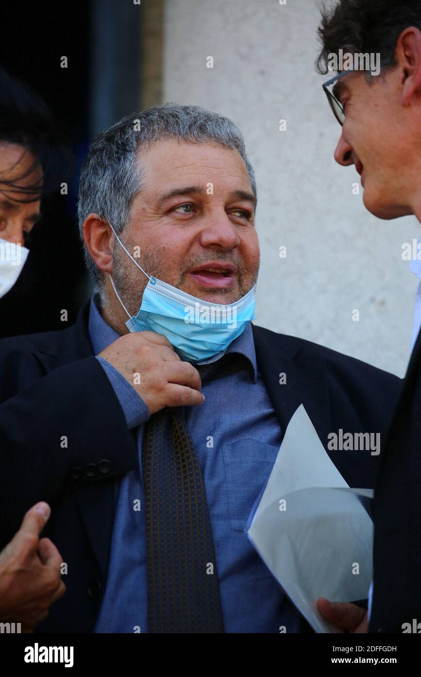Emmanuel Faux attending the funeral ceremony of Gisele Halimi at the ...