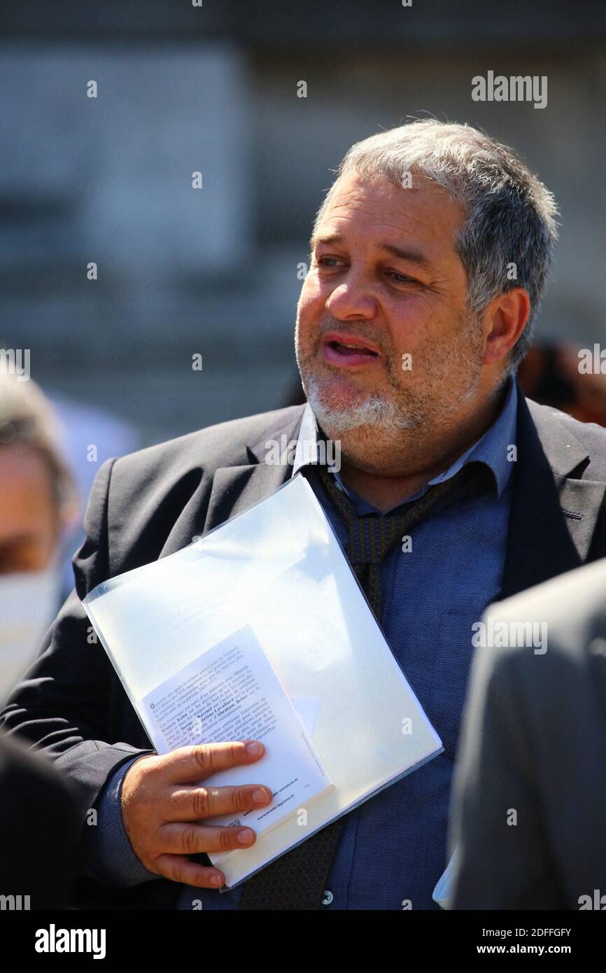 Emmanuel Faux attending the funeral ceremony of Gisele Halimi at the ...