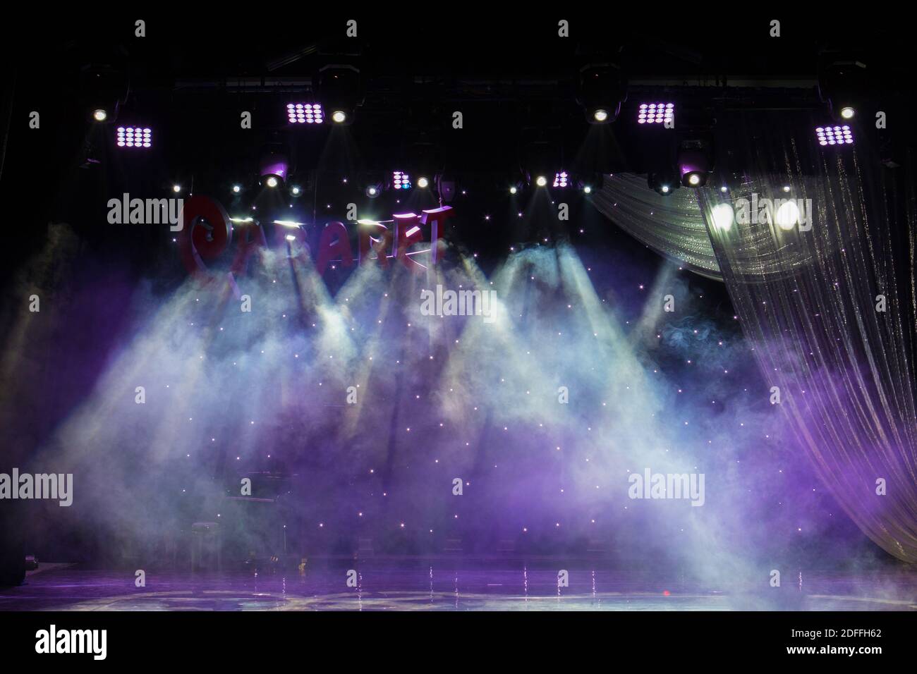 Theater lights spotlights over the stage, texture background for design ...