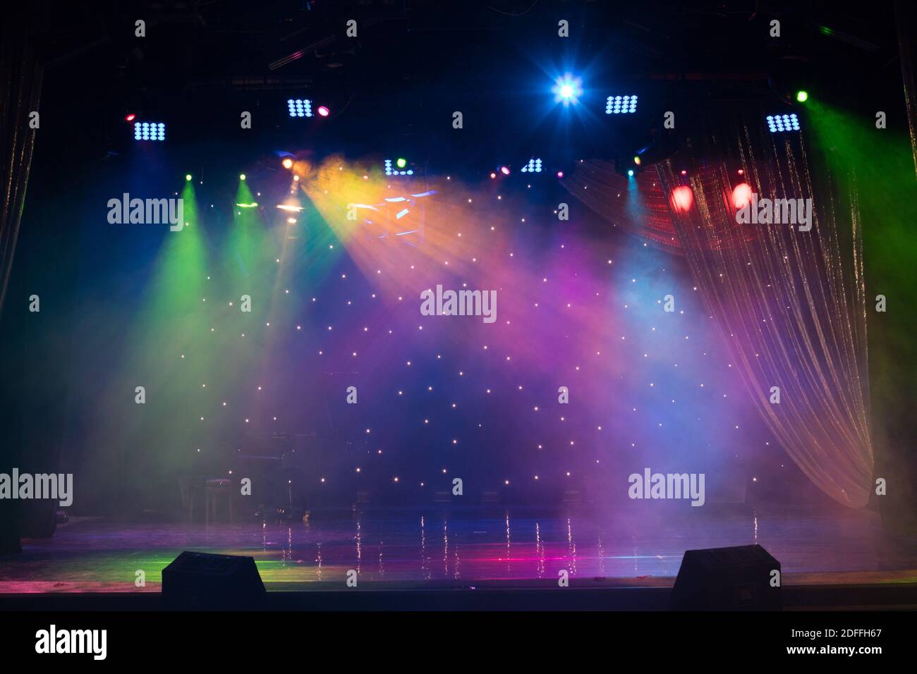 Theater lights spotlights over the stage, texture background for design ...