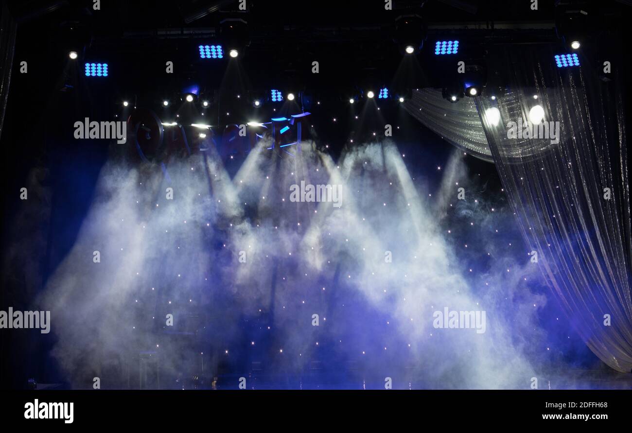 Theater lights spotlights over the stage, texture background for design ...