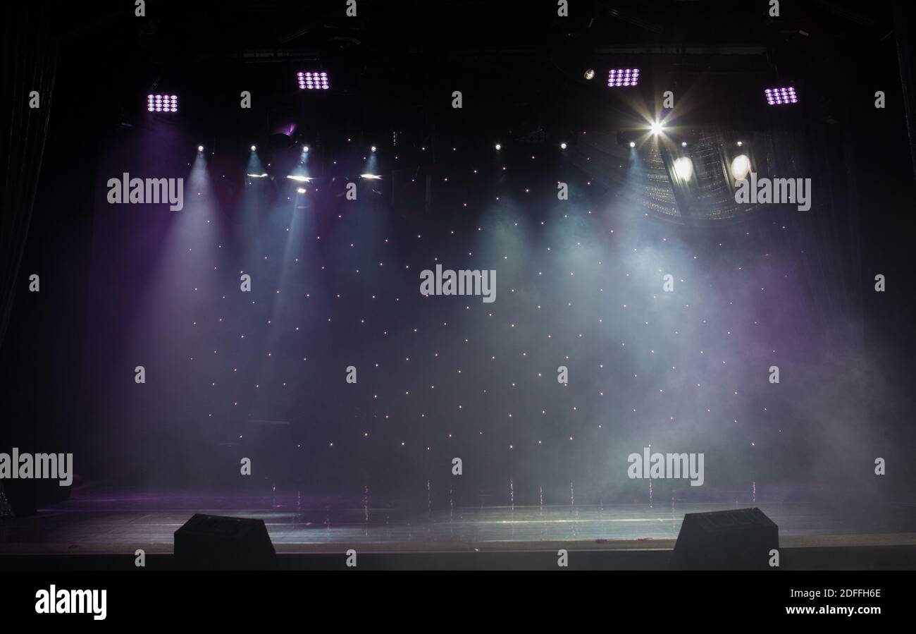 Theater lights spotlights over the stage, texture background for design ...