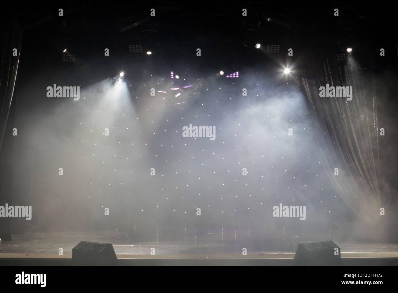 Theater lights spotlights over the stage, texture background for design ...