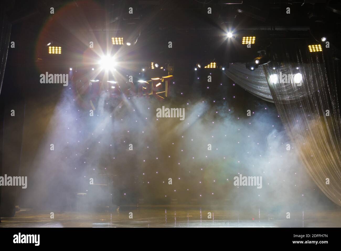 Theater lights spotlights over the stage, texture background for design ...