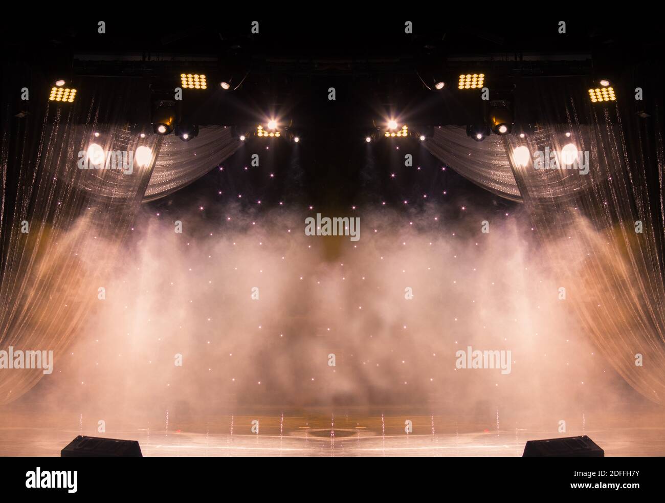 Theater lights spotlights over the stage, texture background for design ...