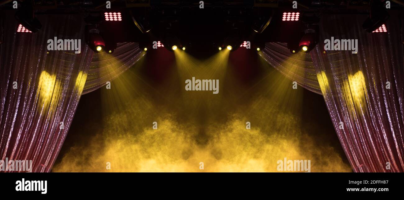 Theater lights spotlights over the stage, texture background for design ...