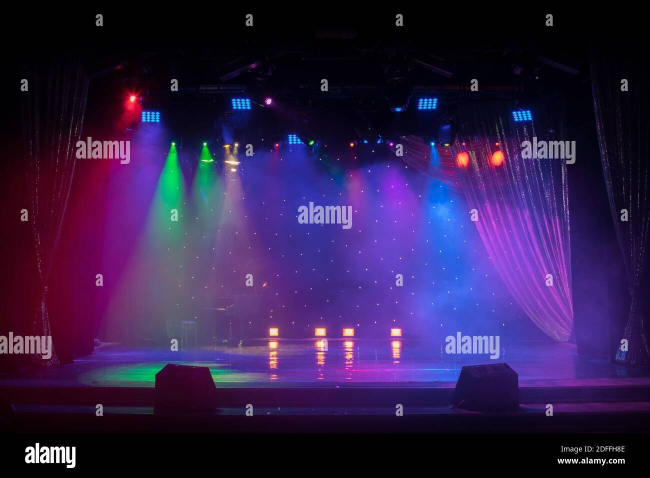 Theater lights spotlights over the stage, texture background for design ...