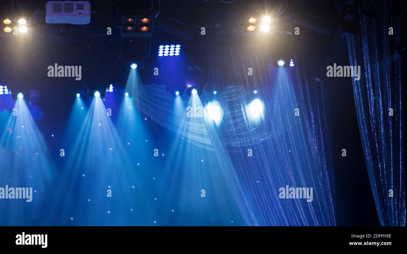 Theater lights spotlights over the stage, texture background for design ...