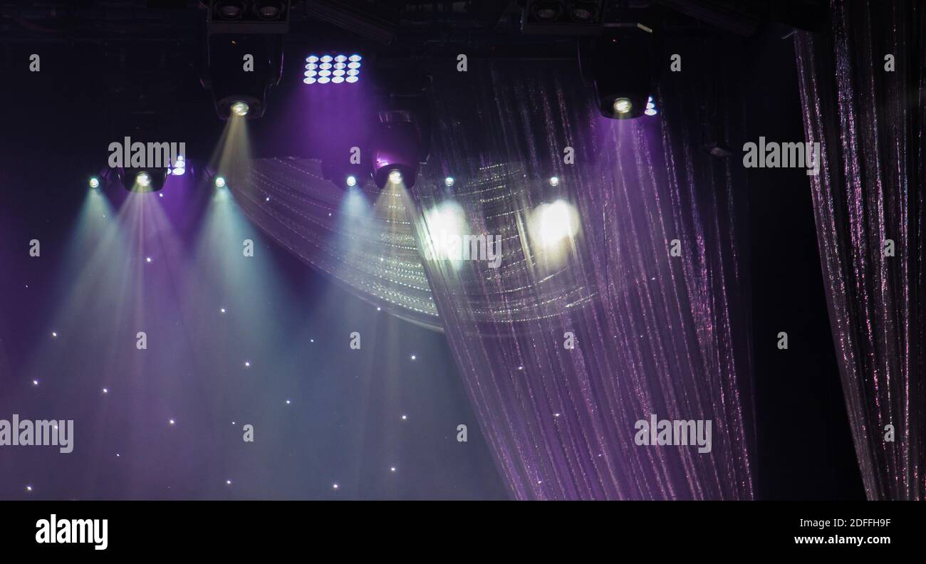 Theater lights spotlights over the stage, texture background for design ...