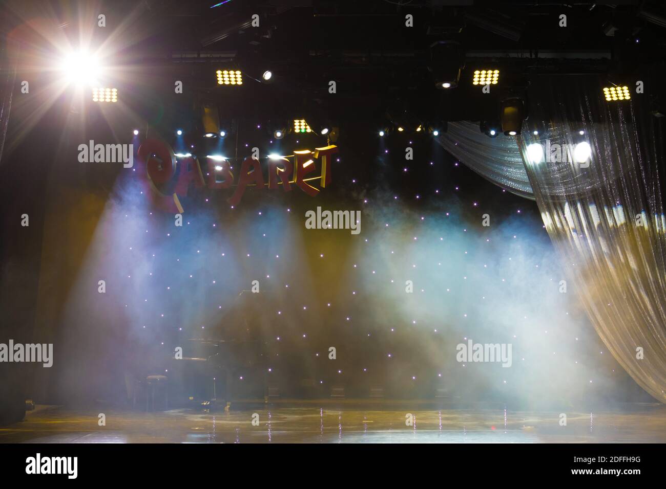 Theater lights spotlights over the stage, texture background for design ...