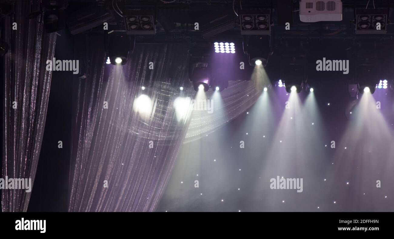 Theater lights spotlights over the stage, texture background for design ...