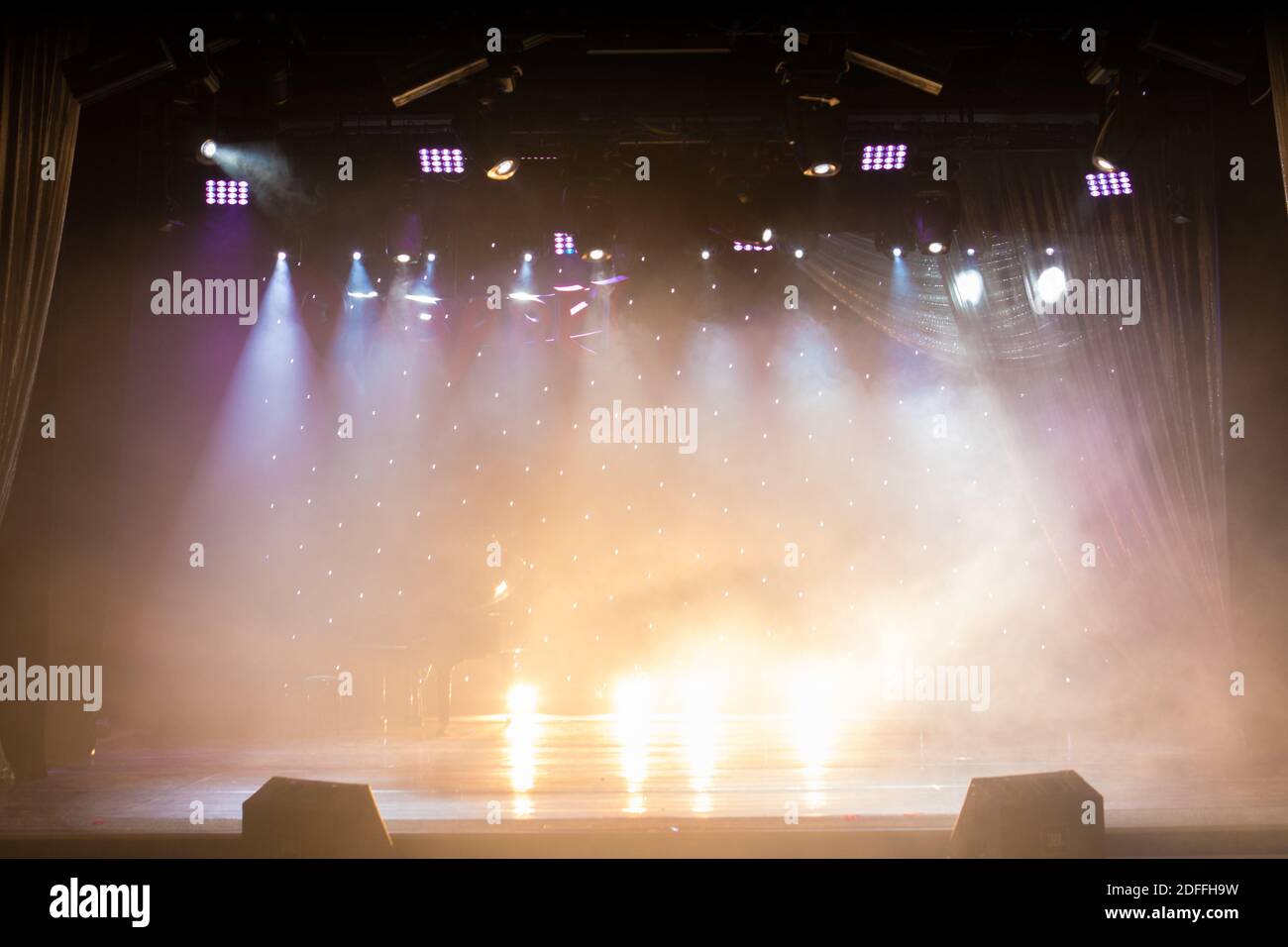Theater lights spotlights over the stage, texture background for design ...