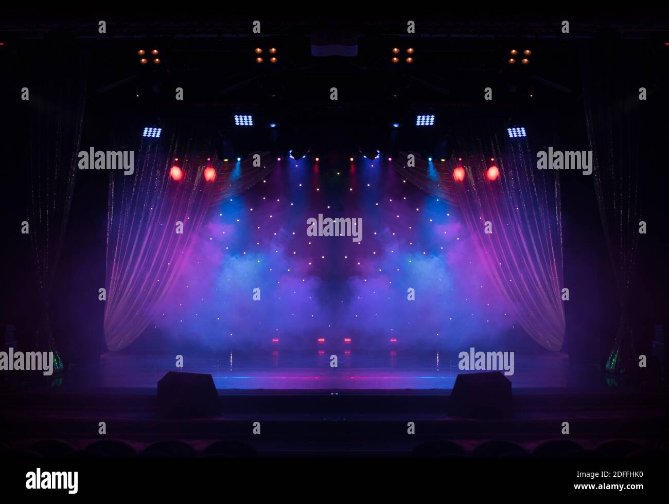 Theater lights spotlights over the stage, texture background for design ...