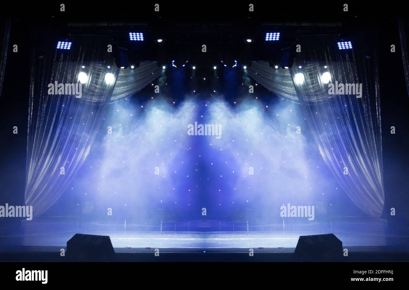 Theater lights spotlights over the stage, texture background for design ...